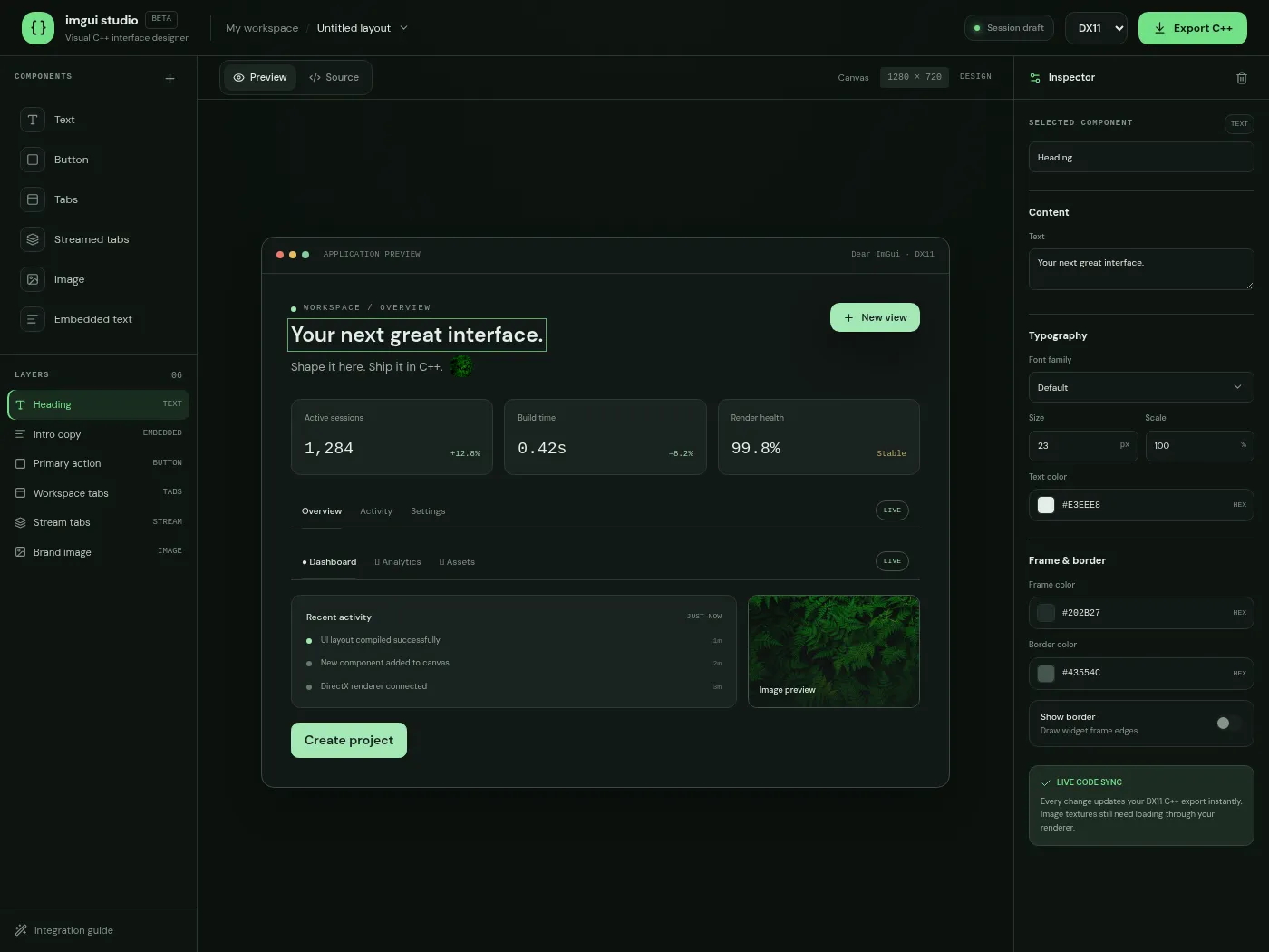 ImGui Code Designer