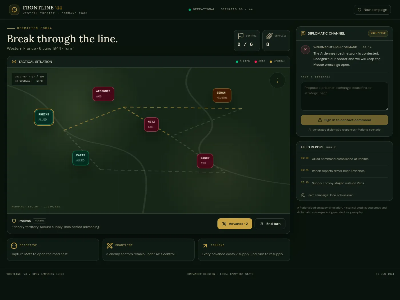 WW2 AI Strategy Game