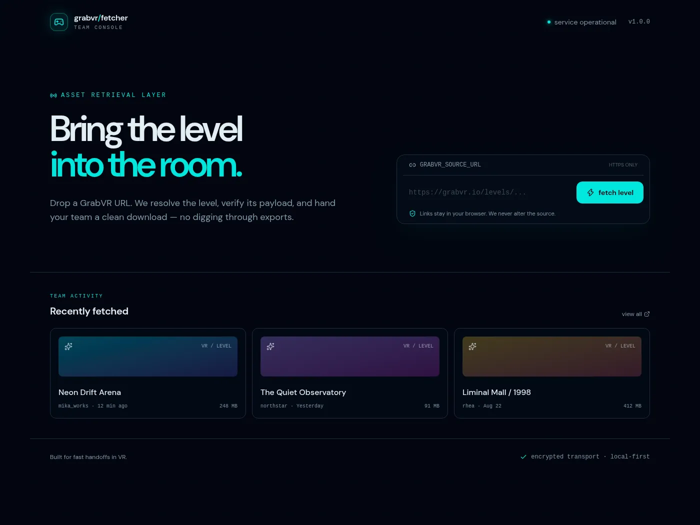 GrabVR Level Fetcher