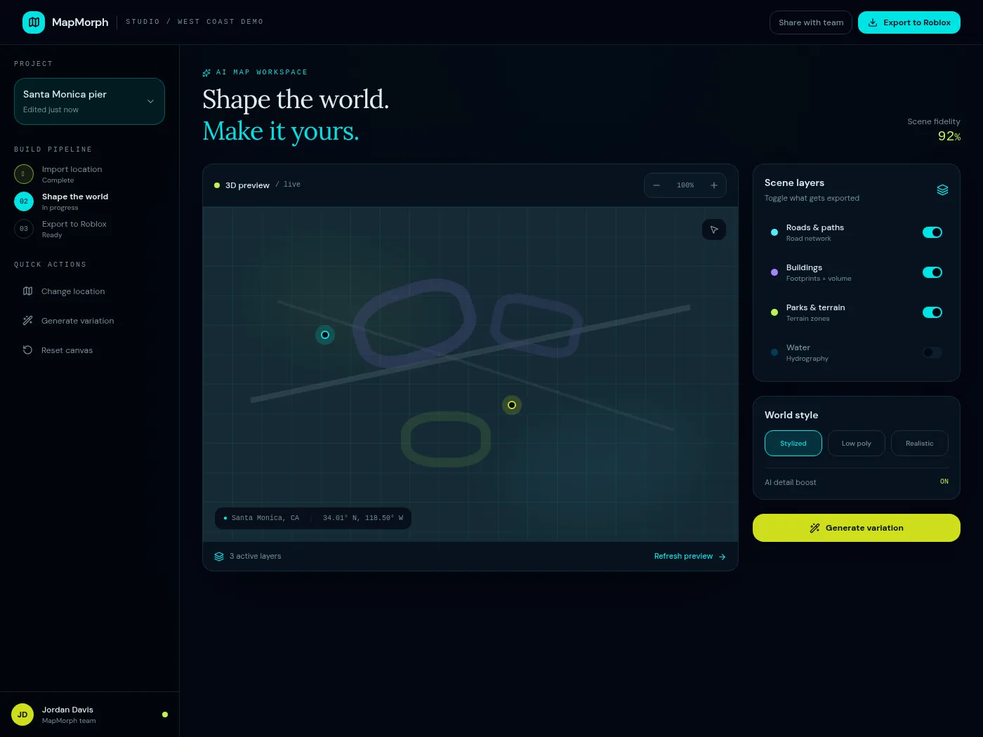 MapMorph: AI to Roblox