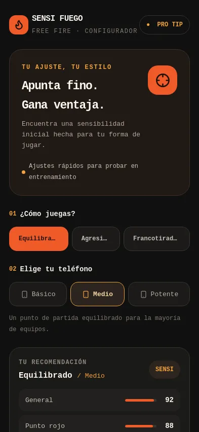 Sensibilidad Free Fire PRO