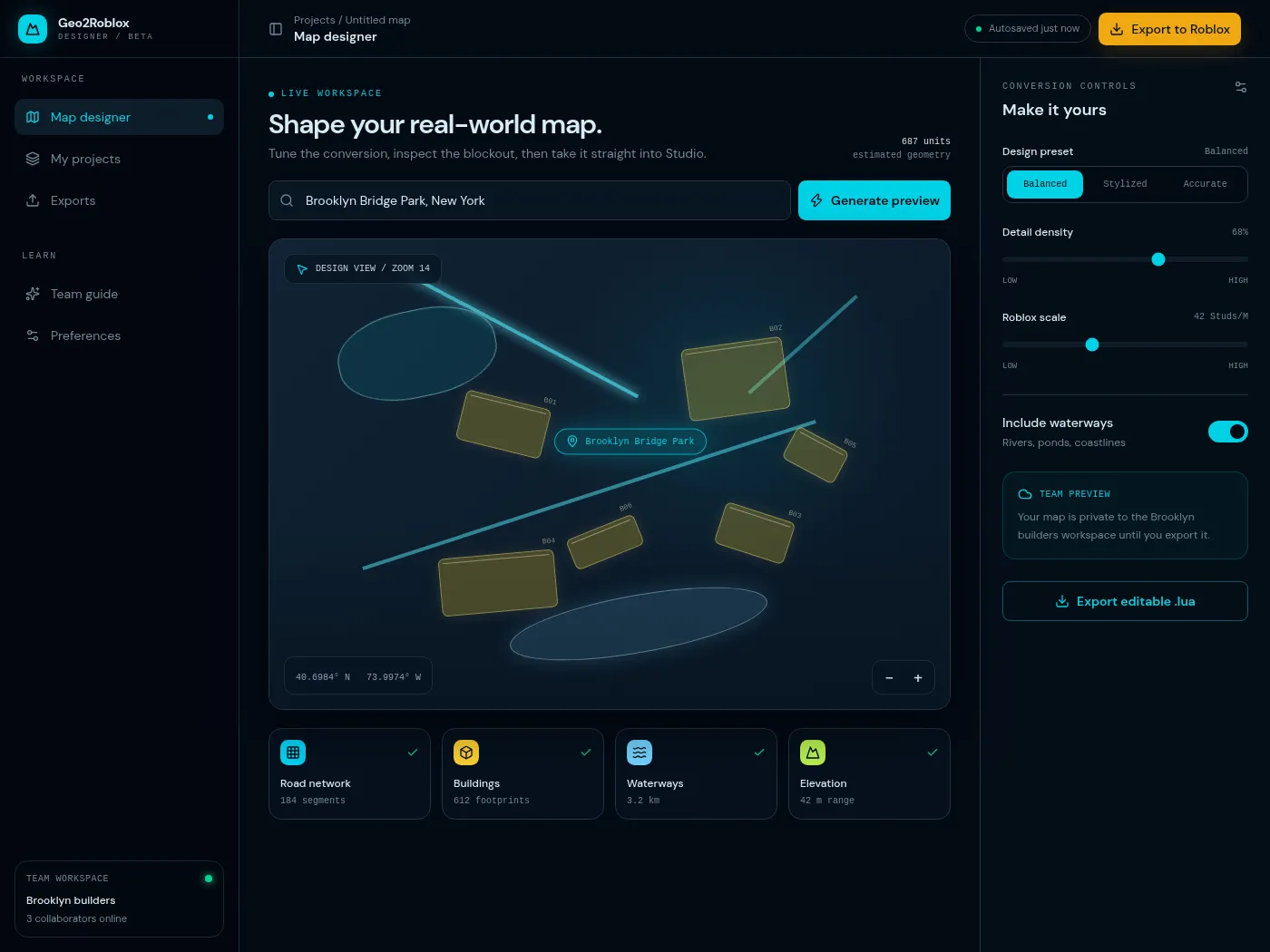 Geo2Roblox Designer