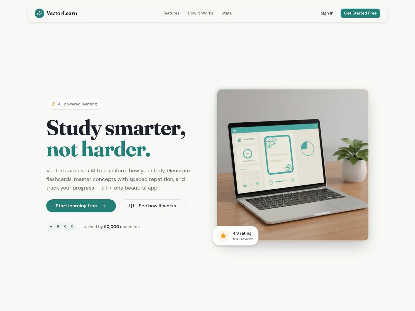 VectorLearn Landing Page