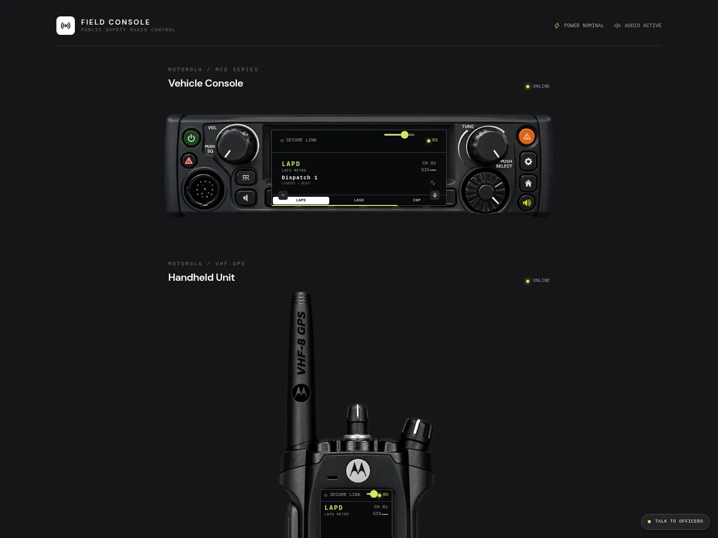 Radio Console Dashboard