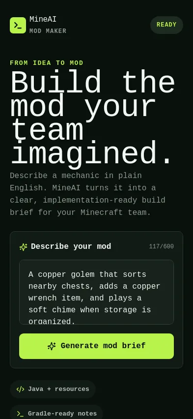MineAI Mod Maker