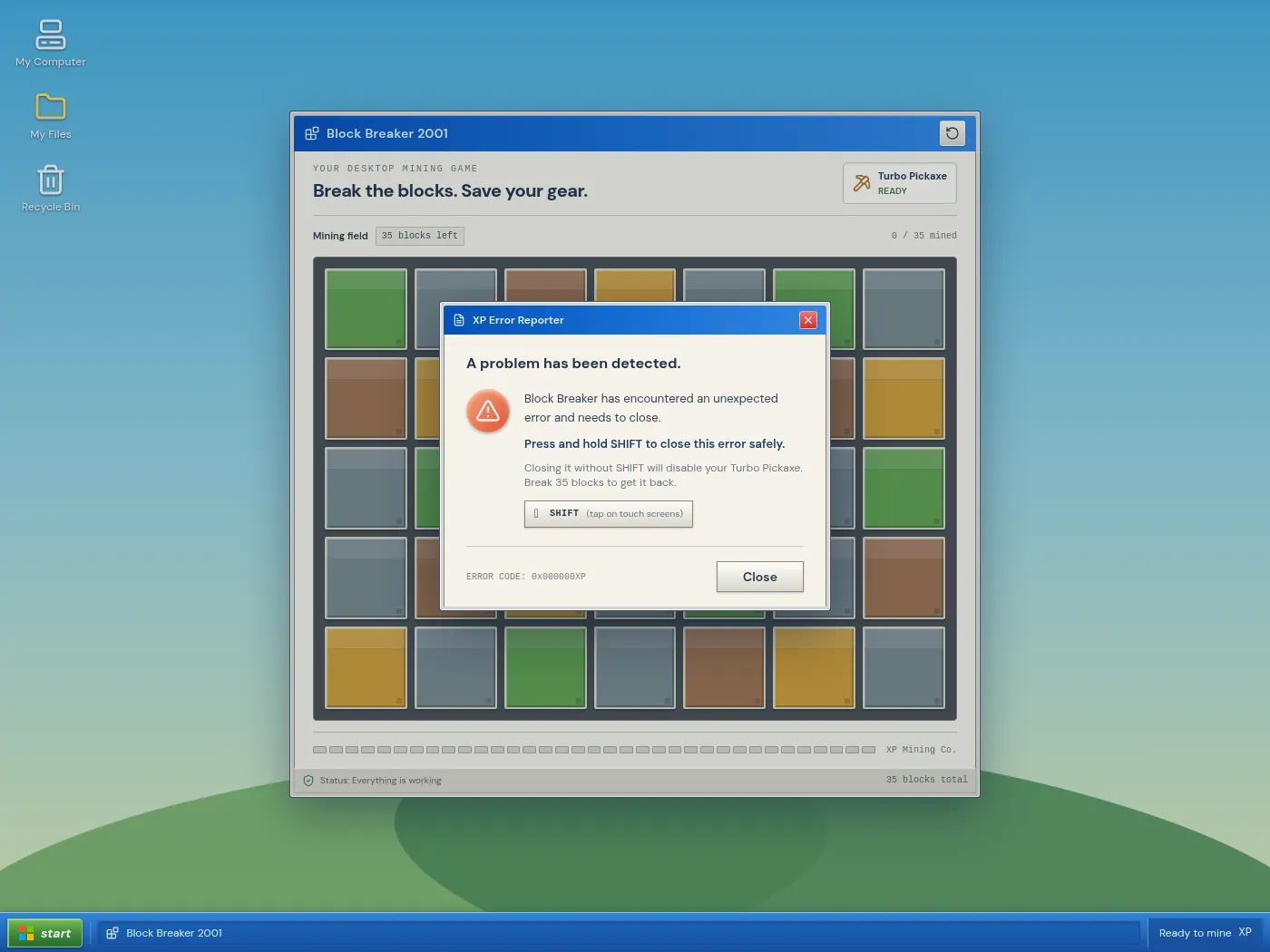XP Error GUI Game