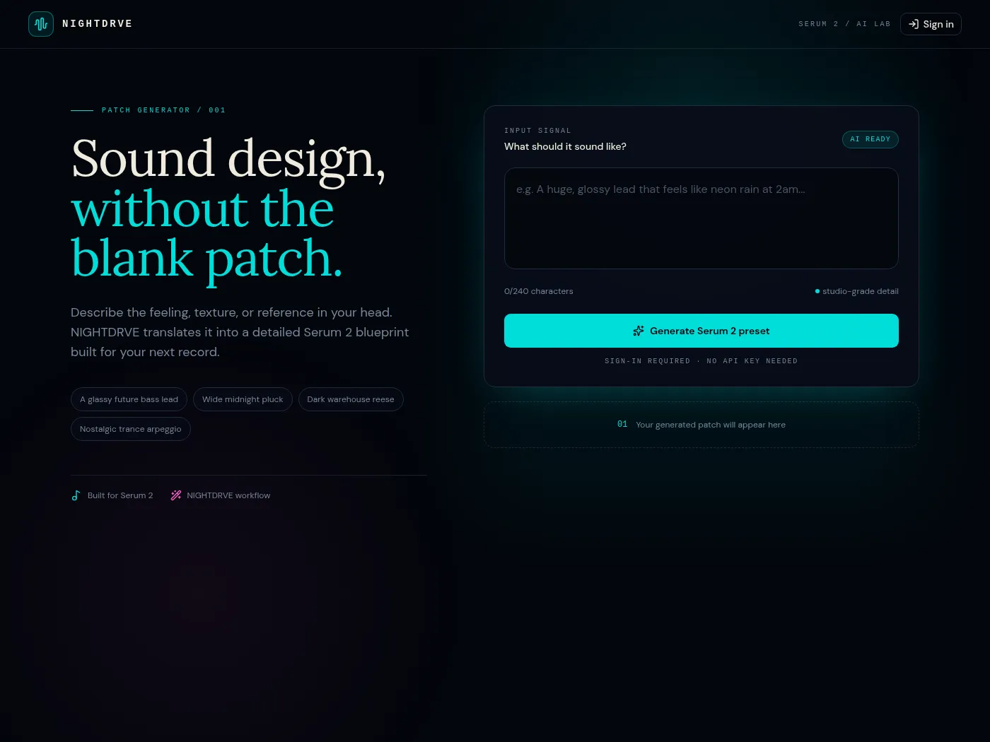 Serum Preset AI Generator