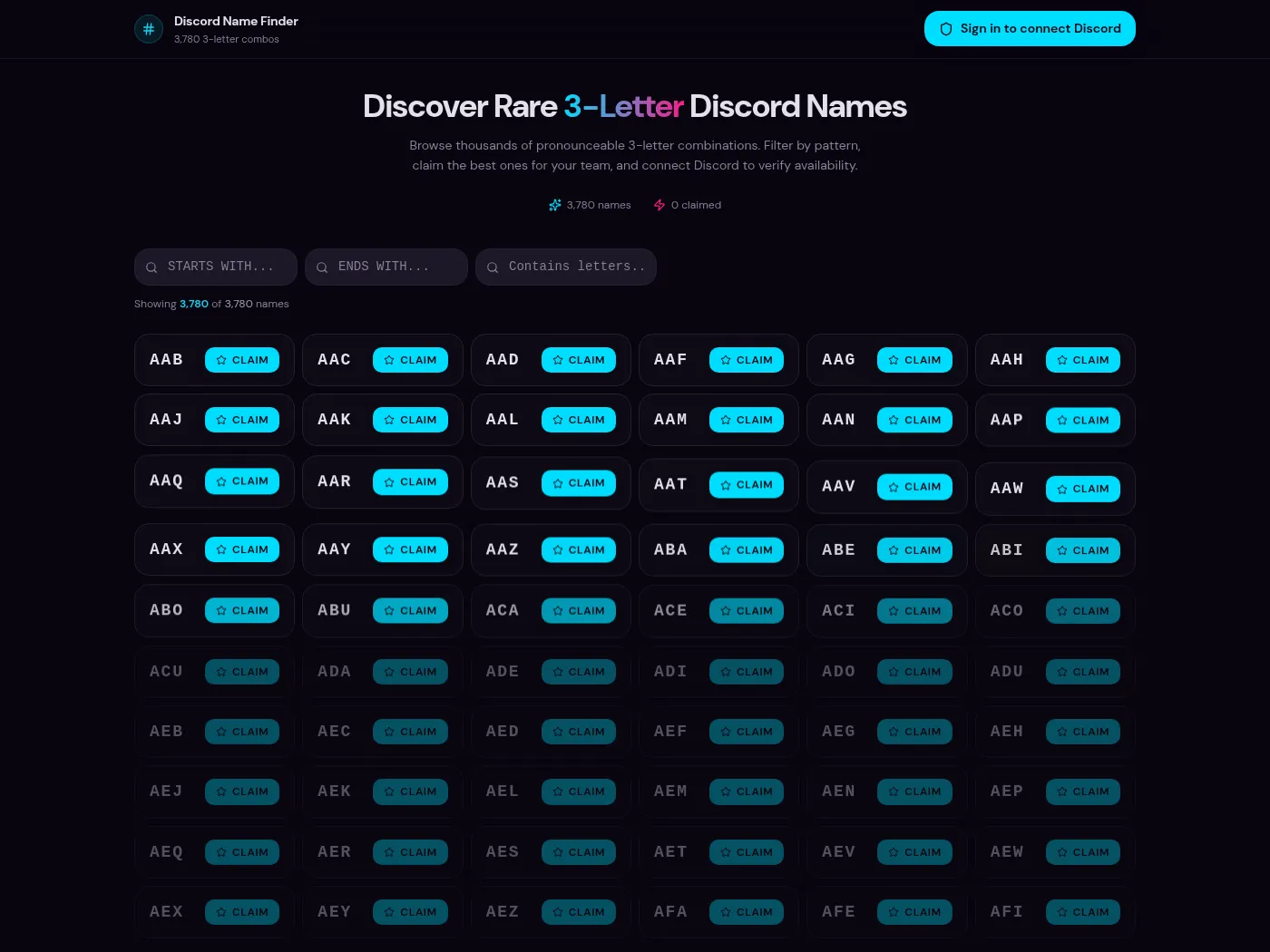 Discord Name Finder