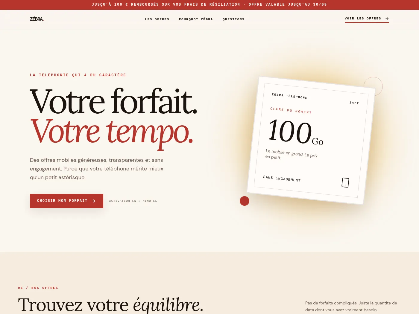 ZÉBRA TELEPHONE Offer Page