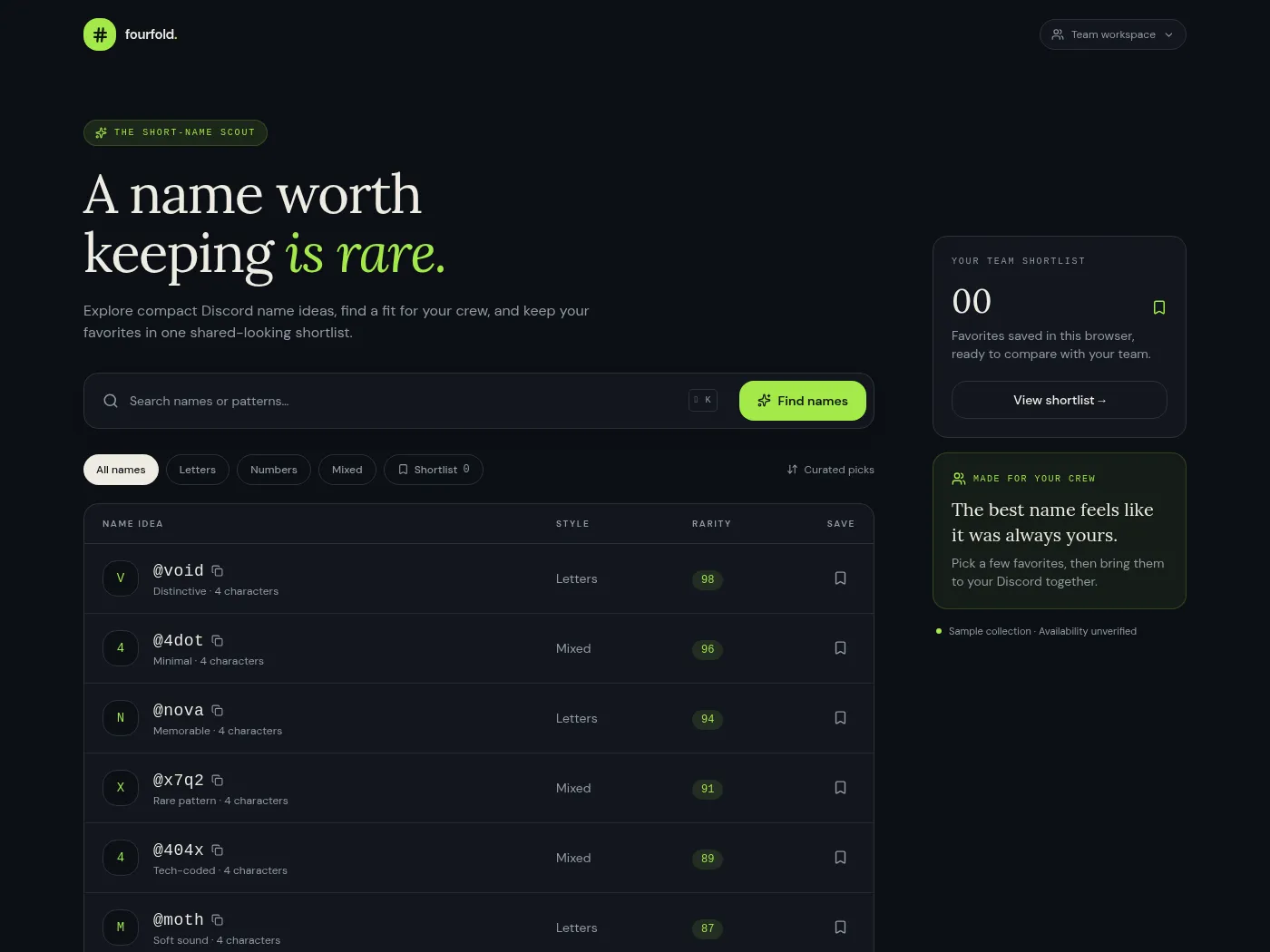 Rare Discord Name Finder