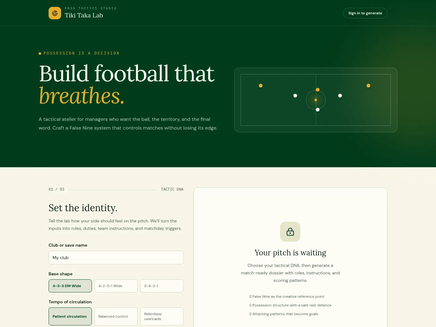 Tiki Taka Tactics AI