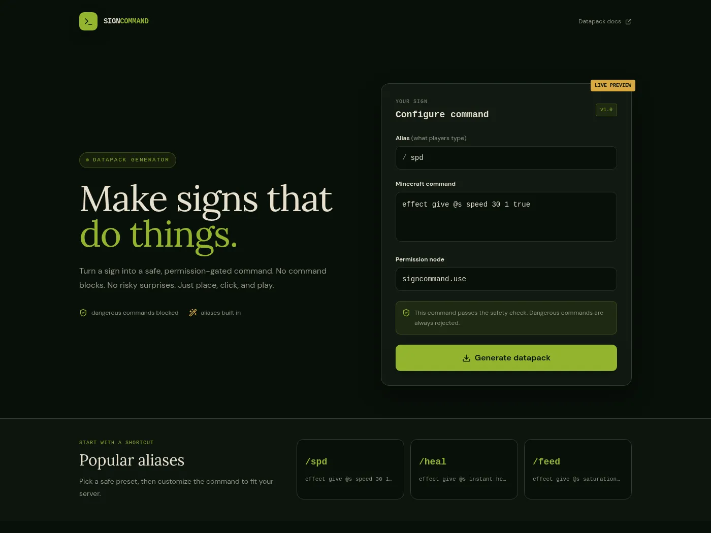 SignCommand Datapack