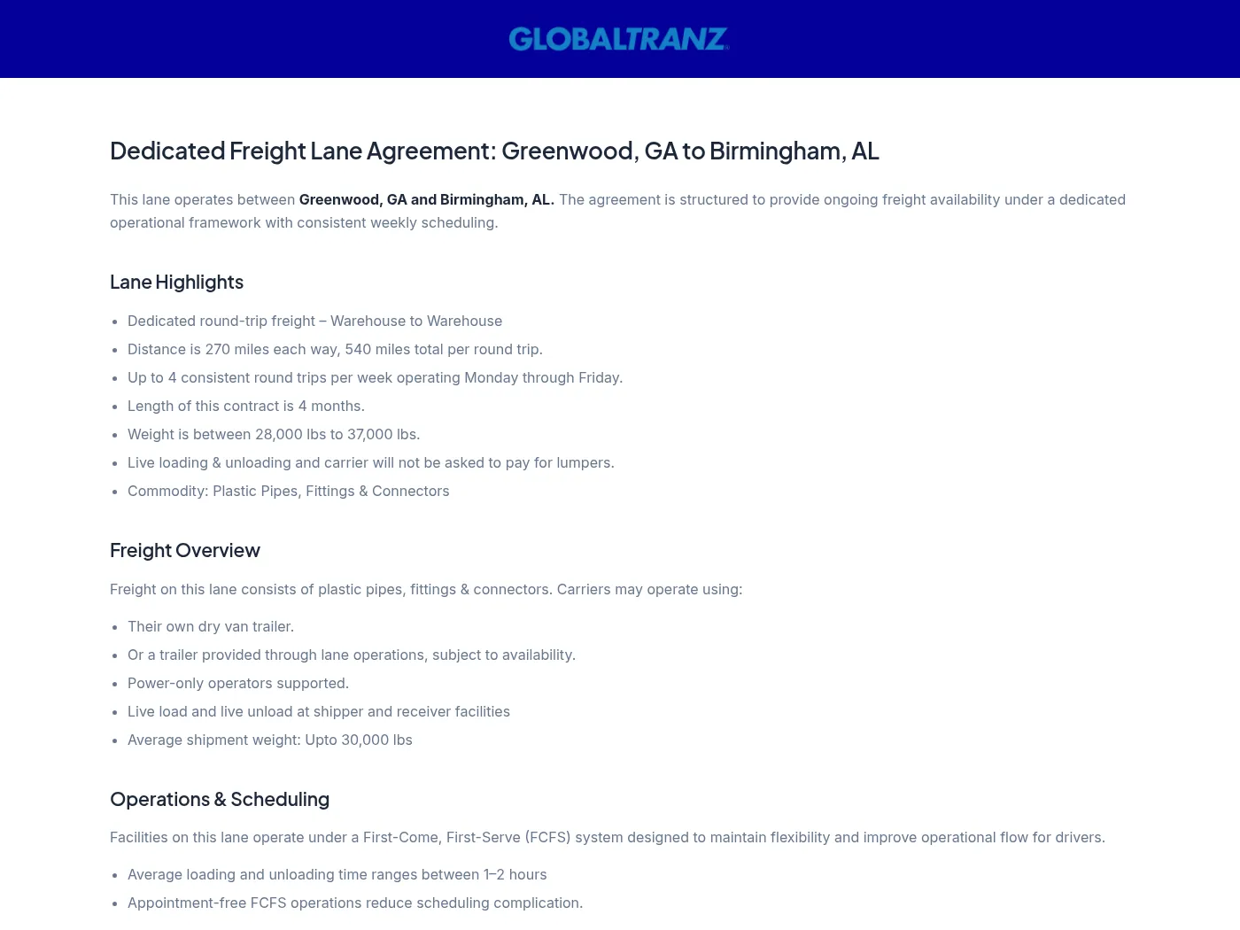 Greenwood GA Lane Site