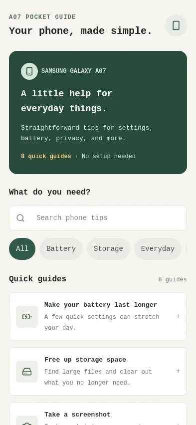 Galaxy A07 Control App