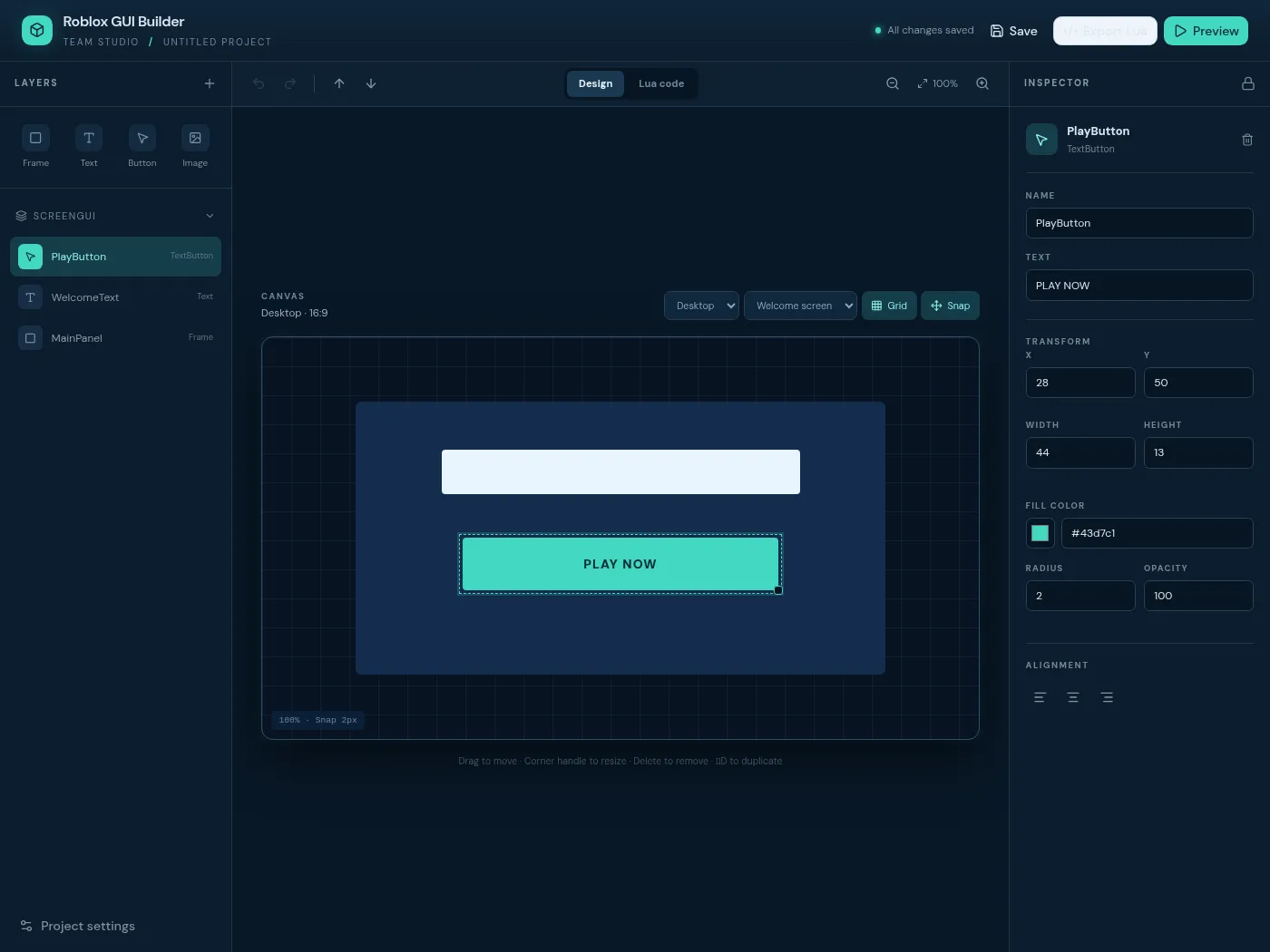 Roblox GUI Builder