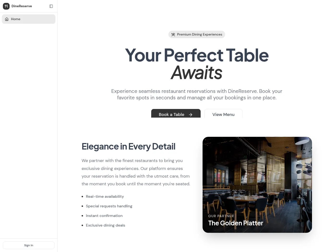 DineReserve Portal