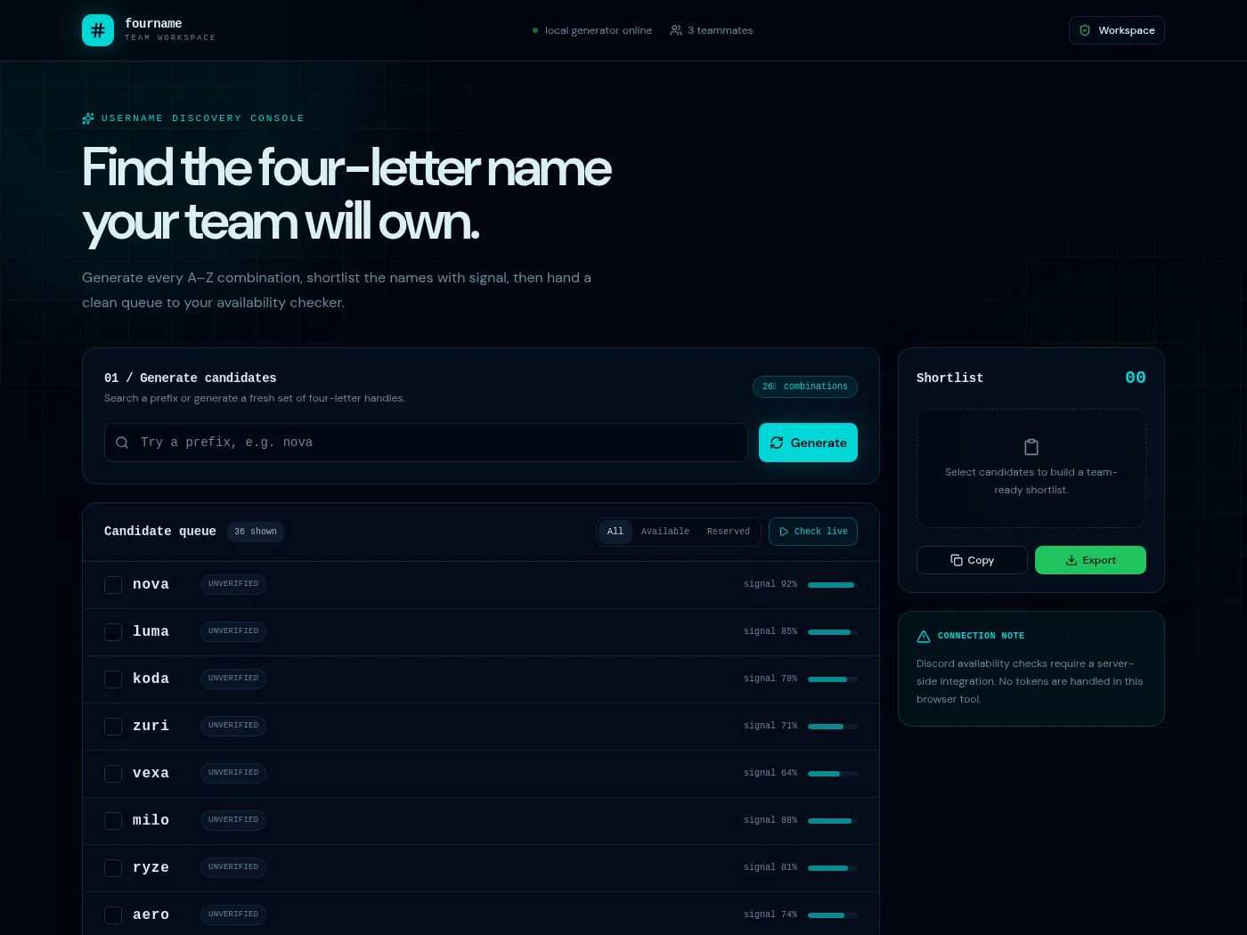 Discord FourName Finder