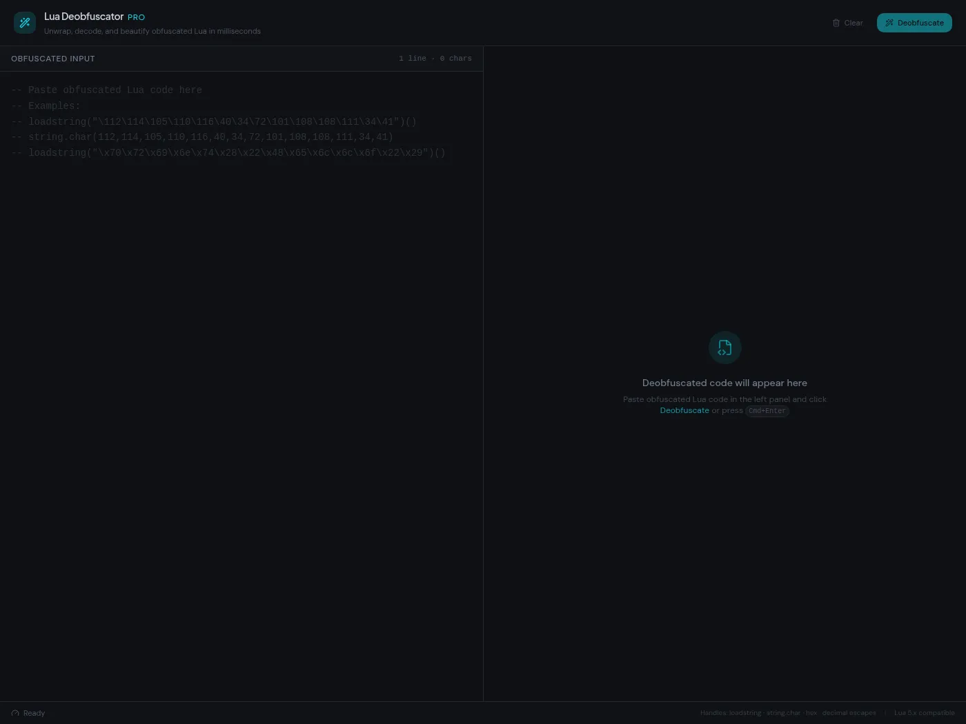 Lua Unobfuscator Pro