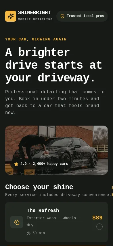 ShineBright Detailing App