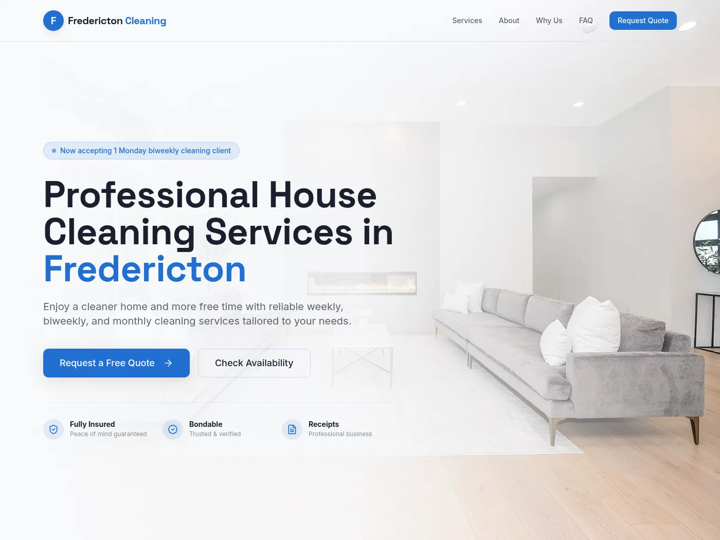 Fredericton Cleaning Website