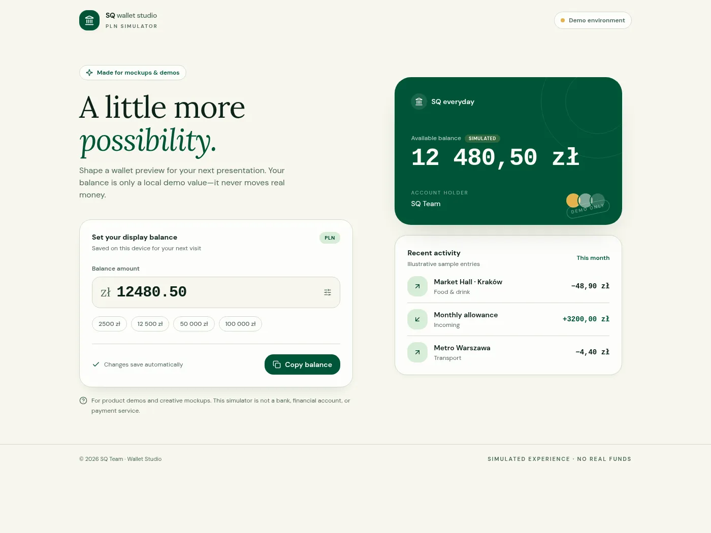 PLN Wallet Simulator