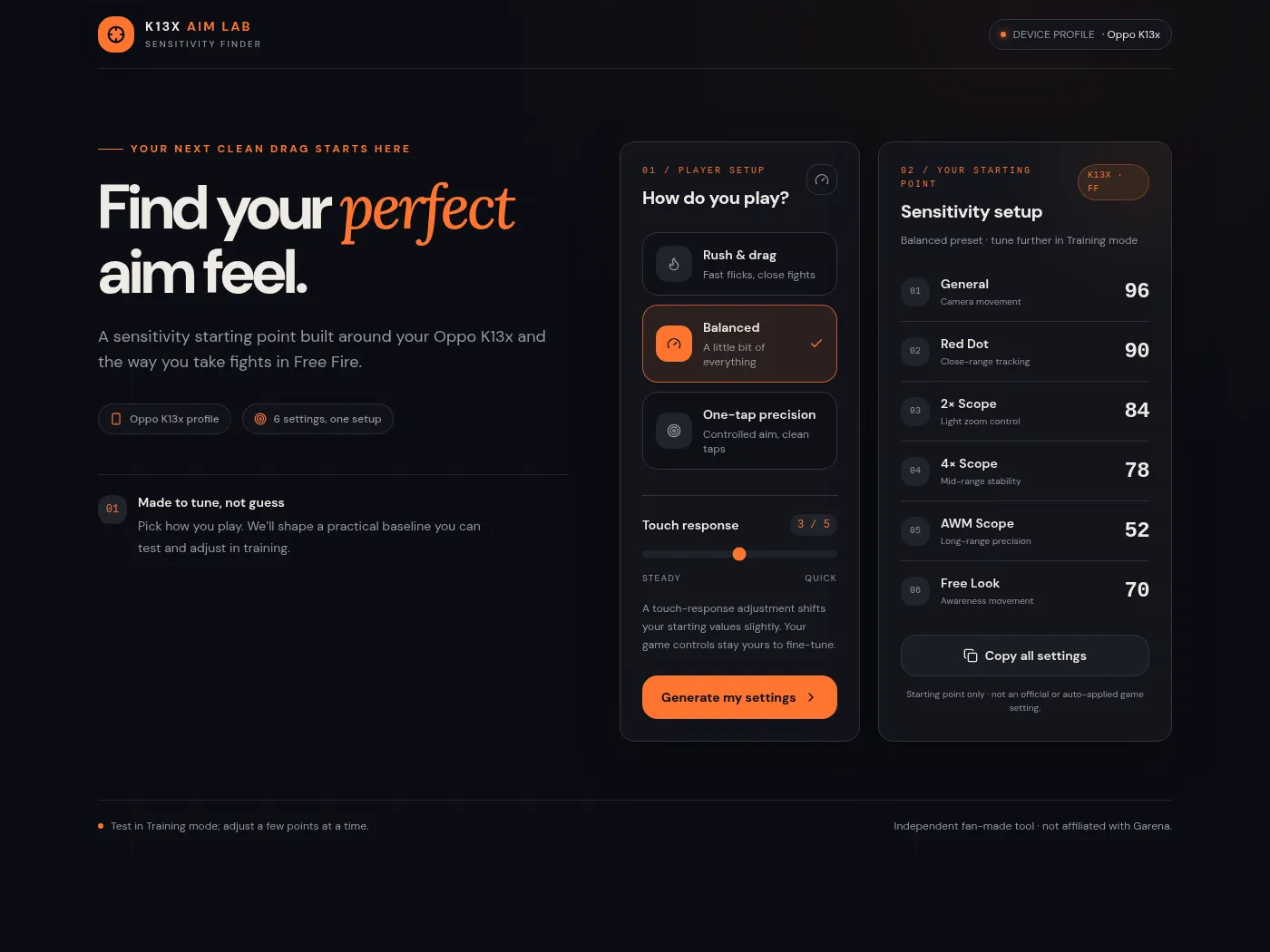 Free Fire Sensitivity Finder