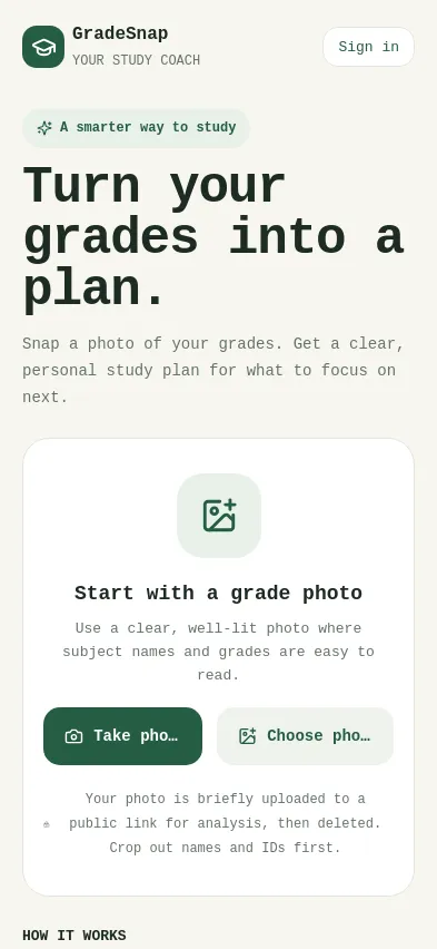 GradeSnap Study Coach