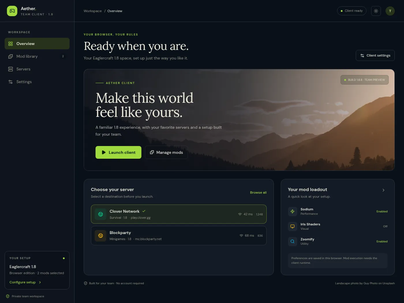 Eaglercraft Modded Web Client
