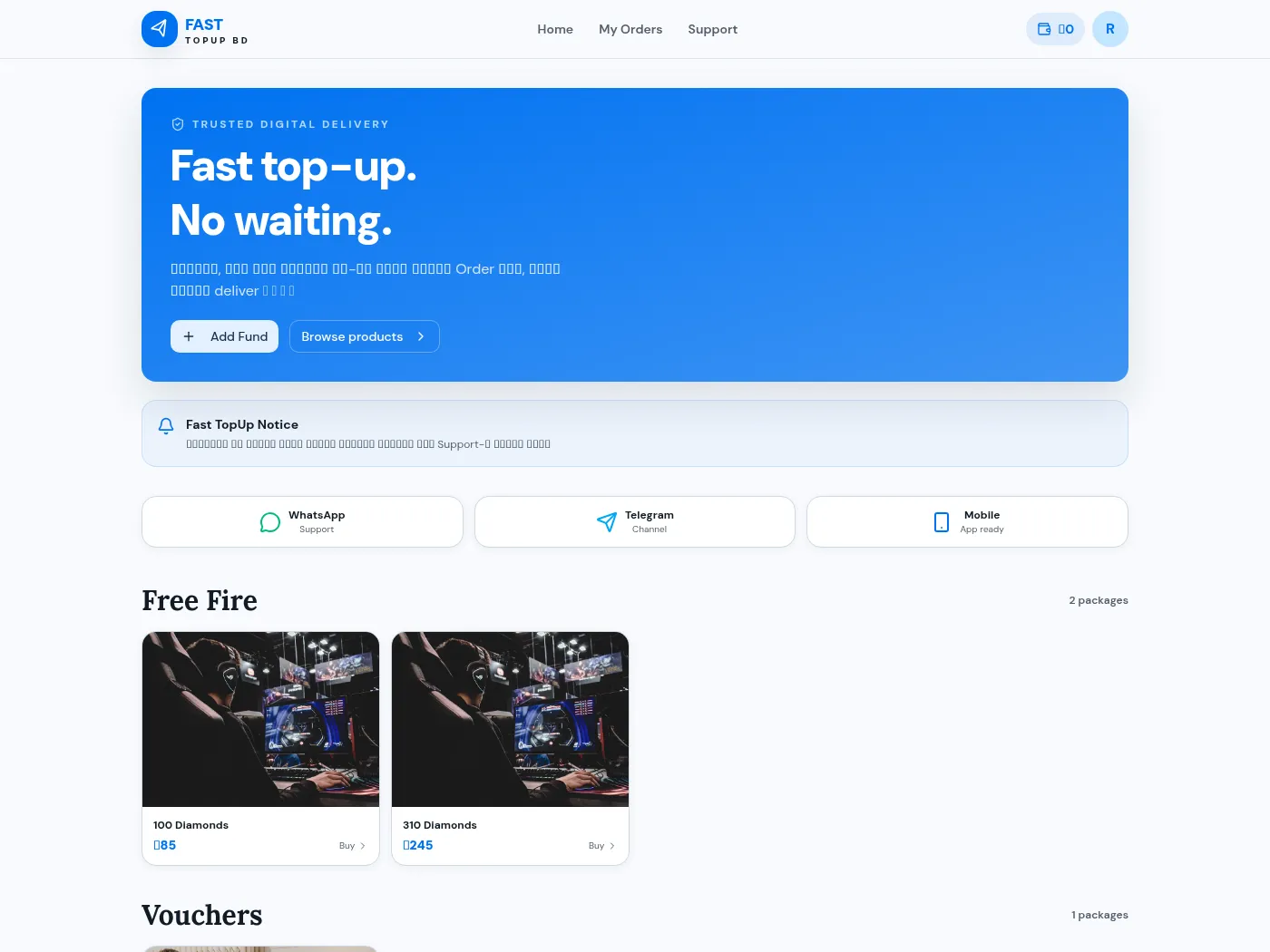 Fast TopUp Platform