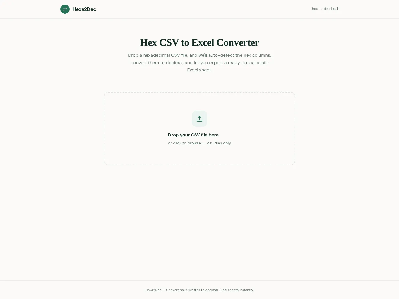 Hexa2Dec Excel Converter