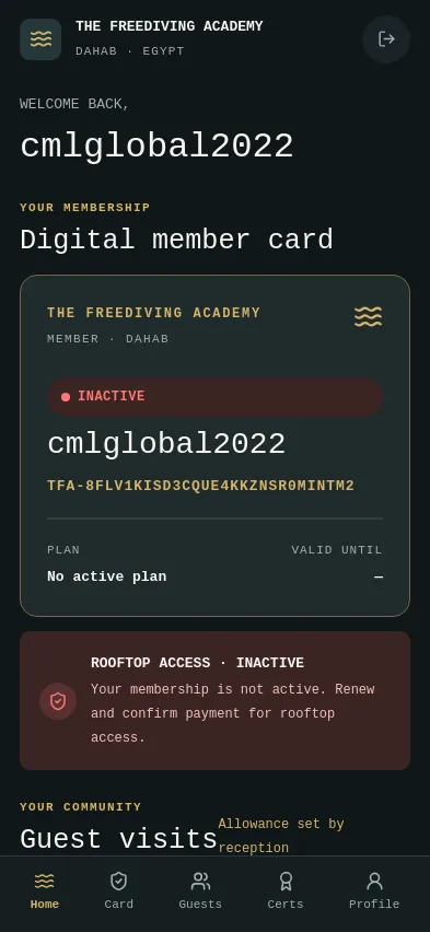 Freediving Academy Member App