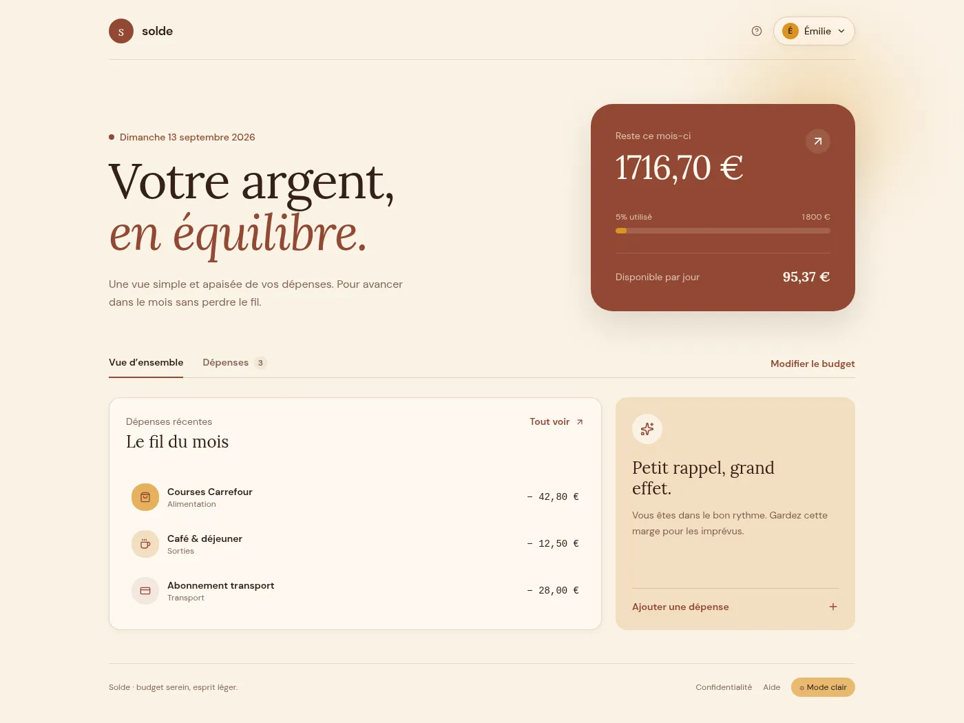 Solde Budget Tracker
