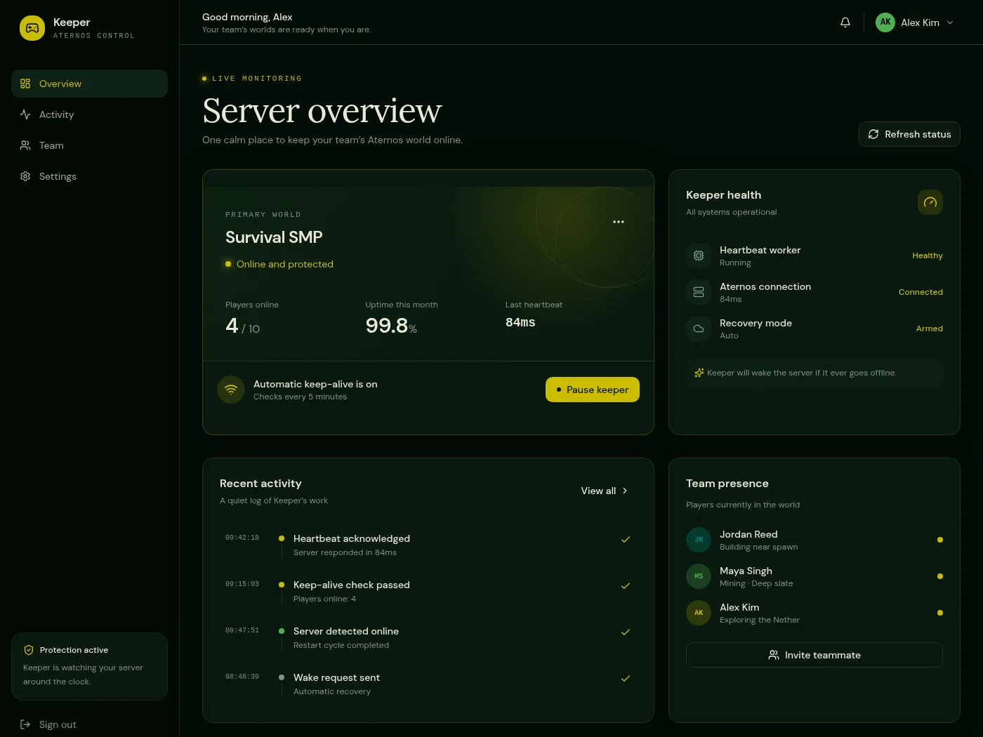 Aternos Server Keeper