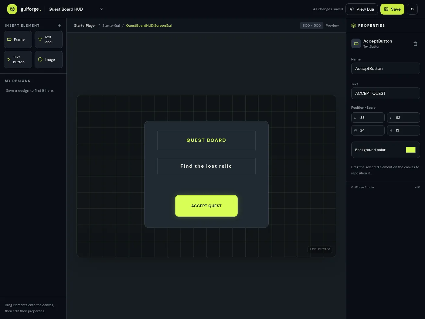 Roblox GUI Designer