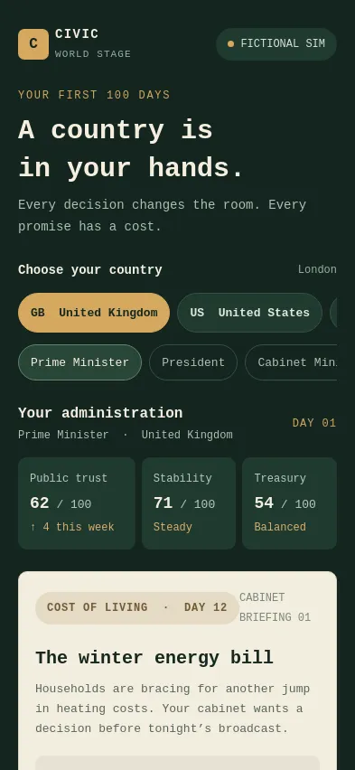 World Politics Simulator