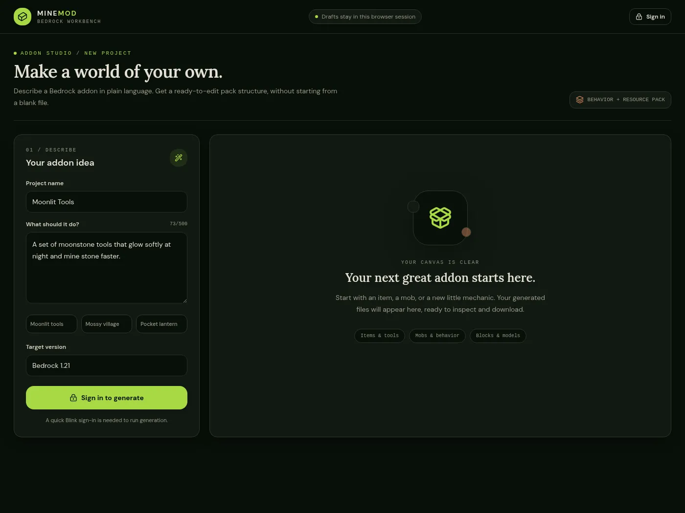 MineMod Generator