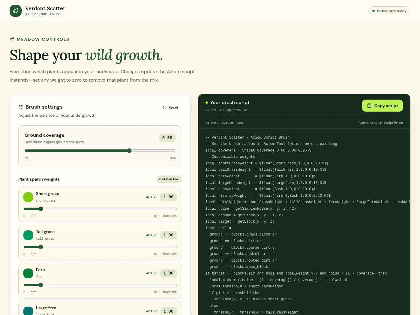 Verdant Brush Customizer