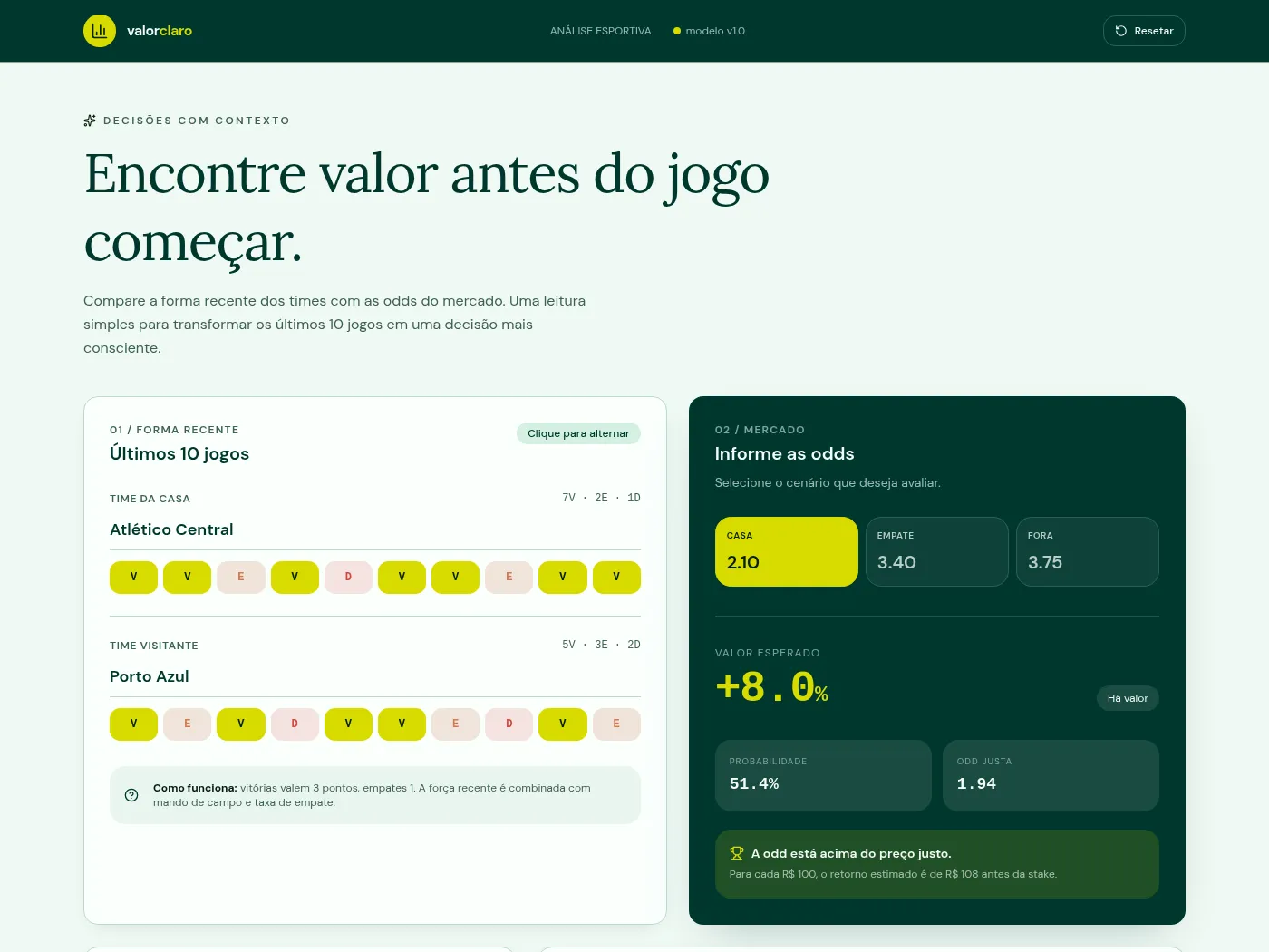 Calculadora Valor Esperado