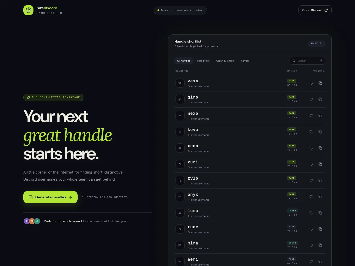 RareDiscord Handle Finder