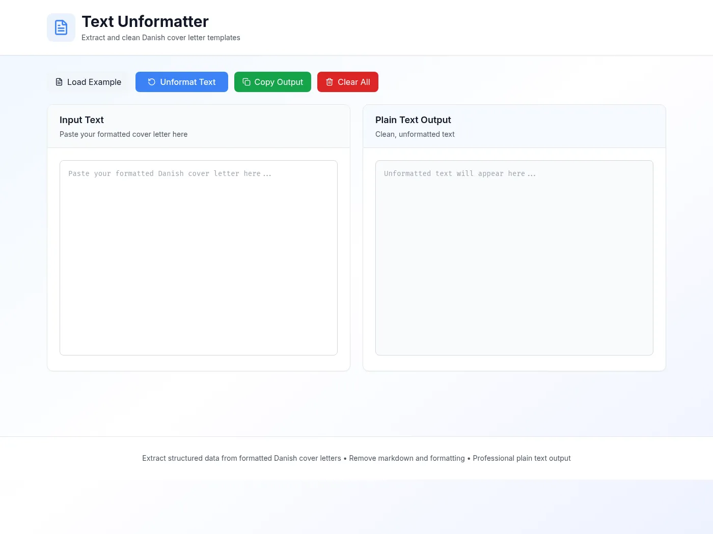 Text Unformatter for Structured Danish Cover Letters