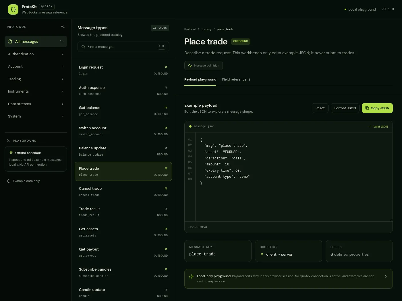 Quotex WebSocket ProtoKit