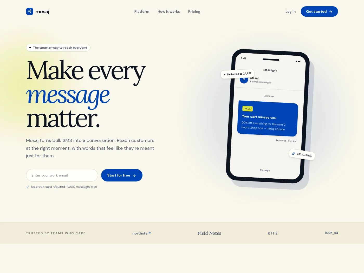 Mesaj Landing Page