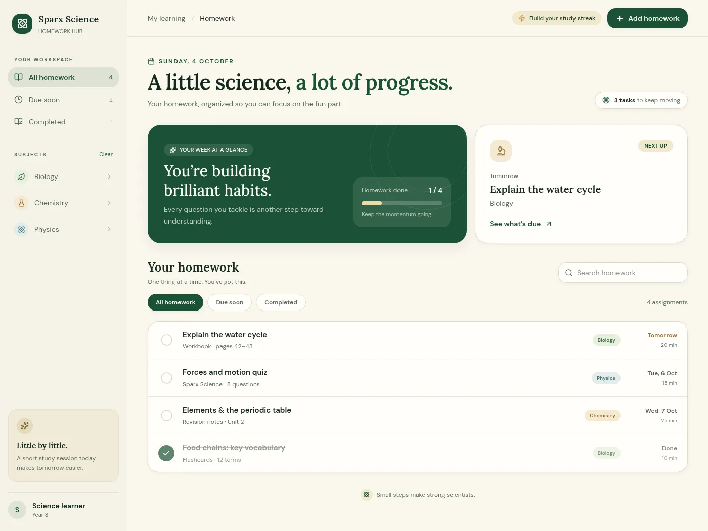 Sparx Science Homework Hub