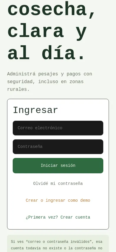 ZafraMate Rural Admin