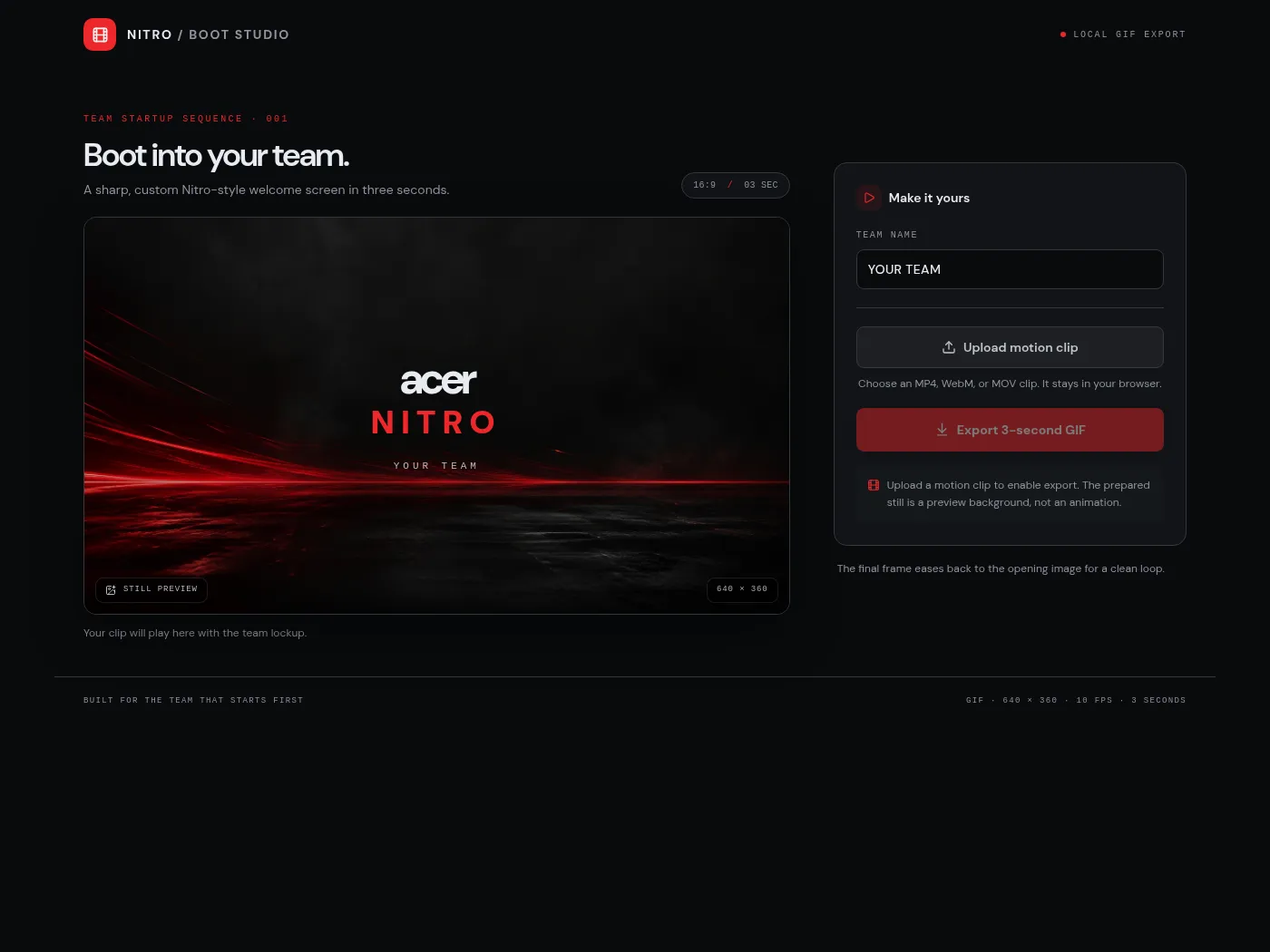 Nitro Boot Animation