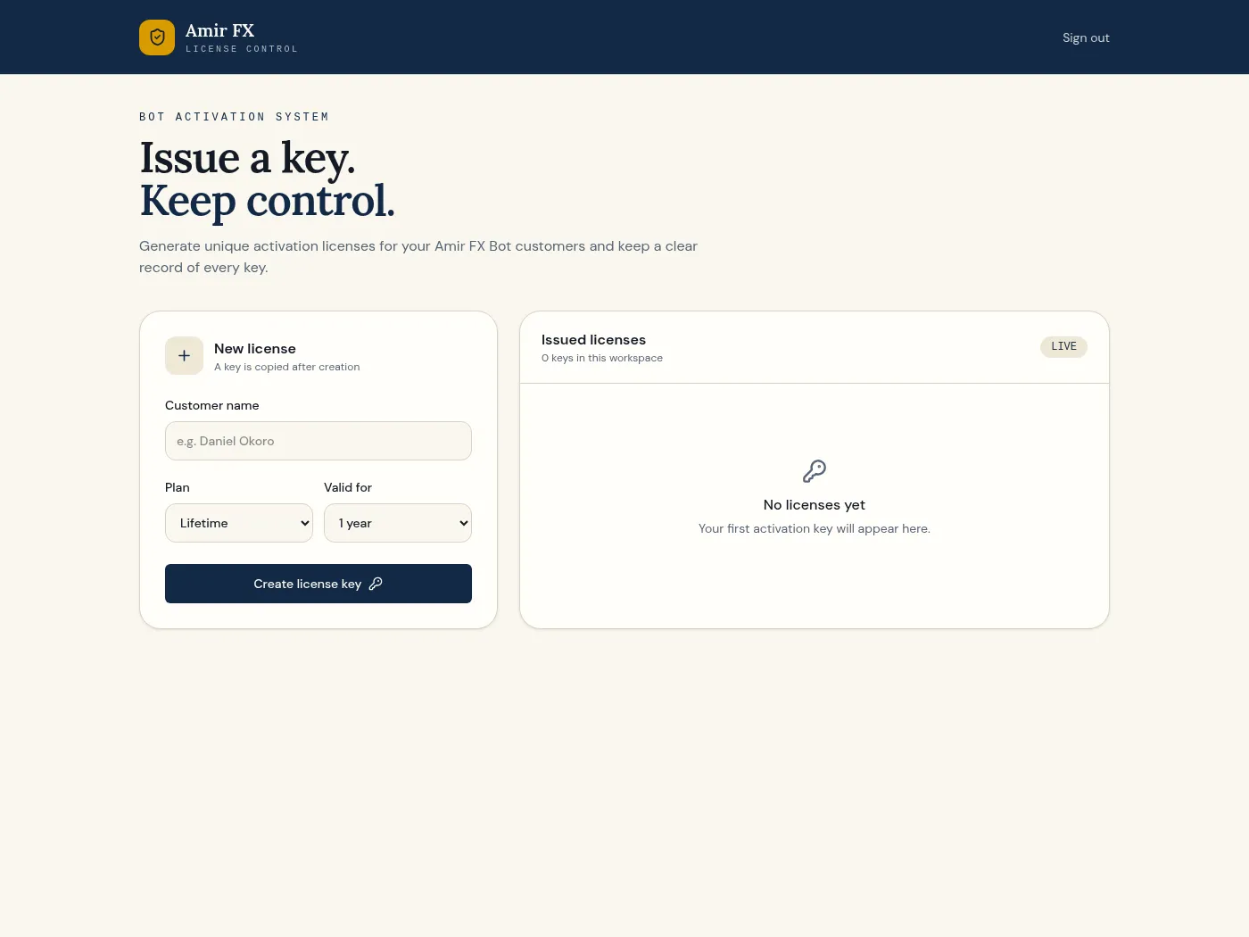 Amir FX Bot License