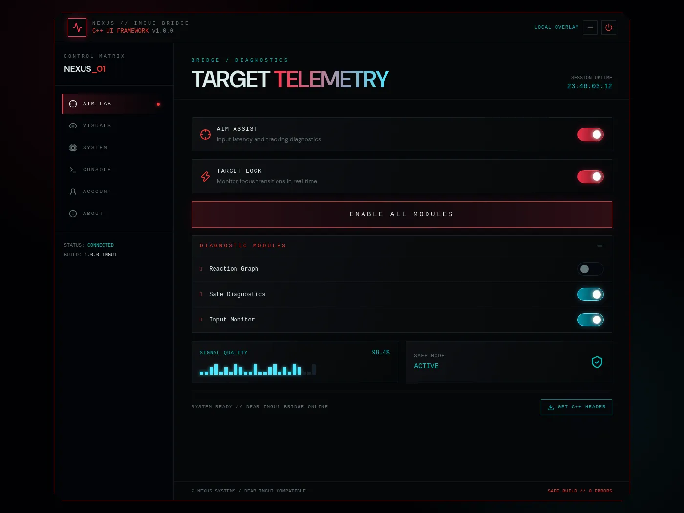 ImGui C++ UI Framework