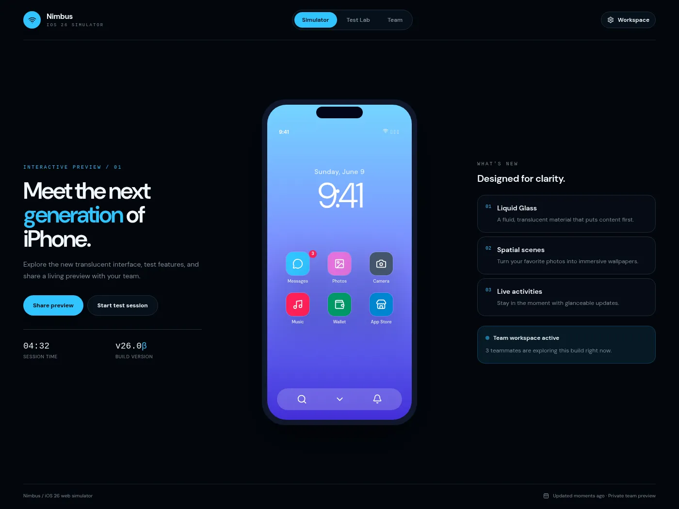 iOS 26 Web Simulator