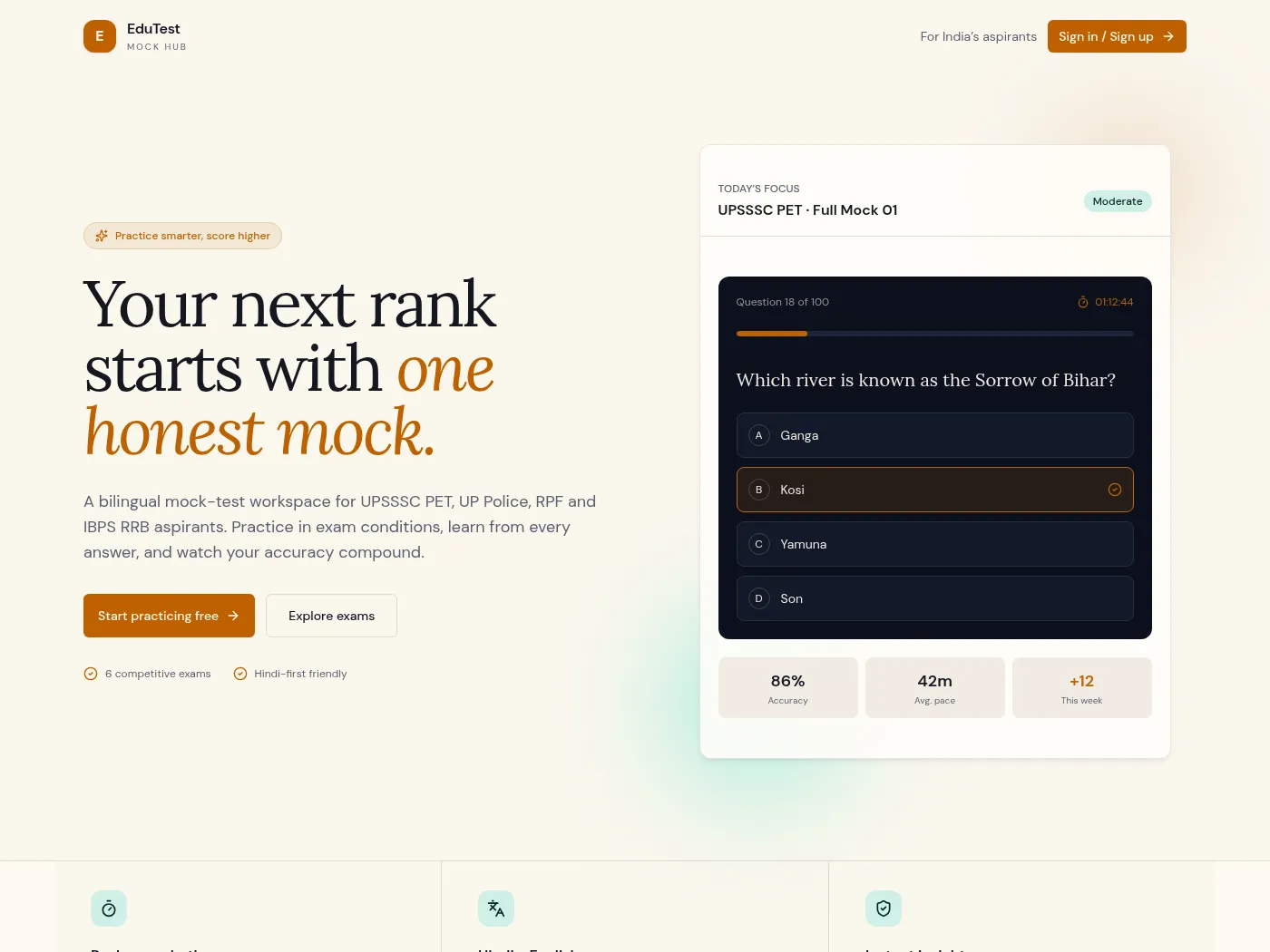 EduTest Online Mock Hub