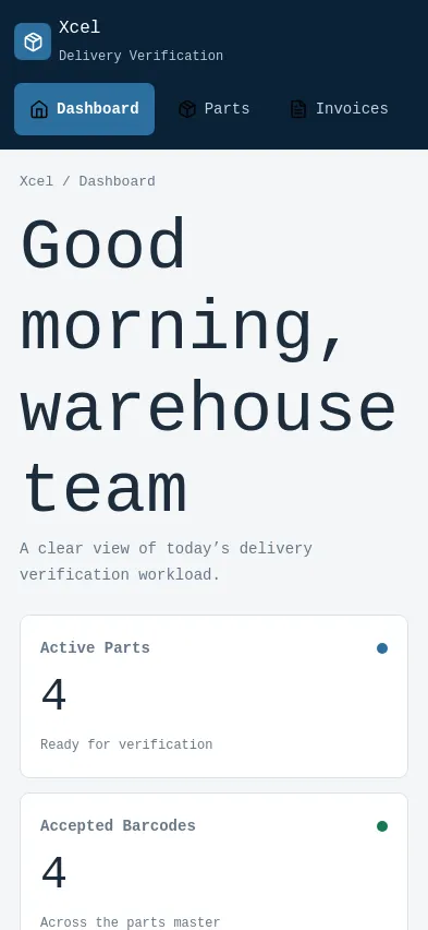 Xcel Delivery Verification